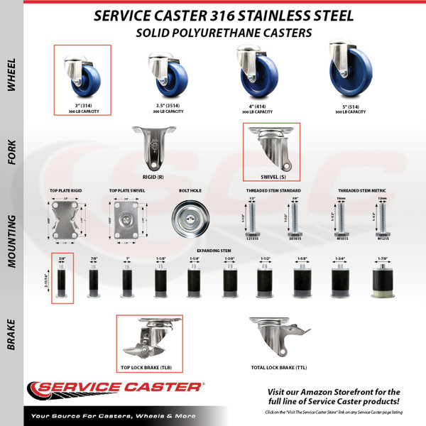 Service Caster Swivel Stem Caster | Wayfair